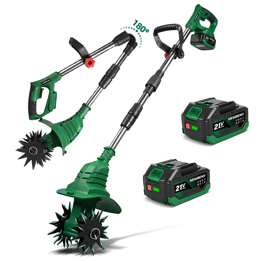 6.7 Inch Cordless Garden Tiller Cultivator Dual-Blade Design with Fold ...